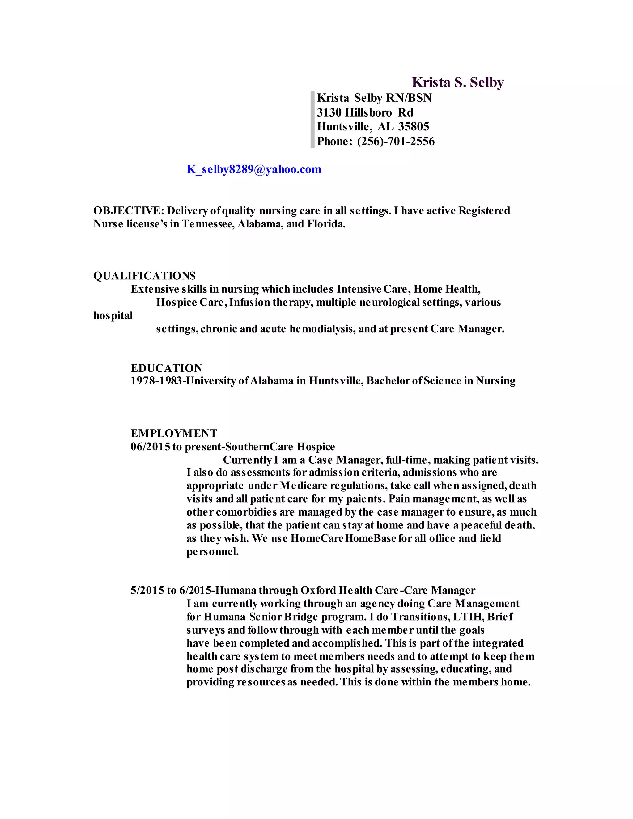 Krista Selby RN/BSN resume | DOCX