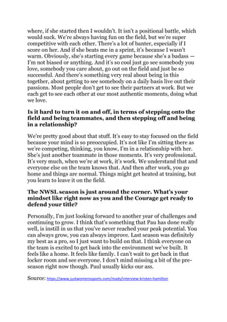 Kristen hamilton Interview | PDF | Soccer | Sports