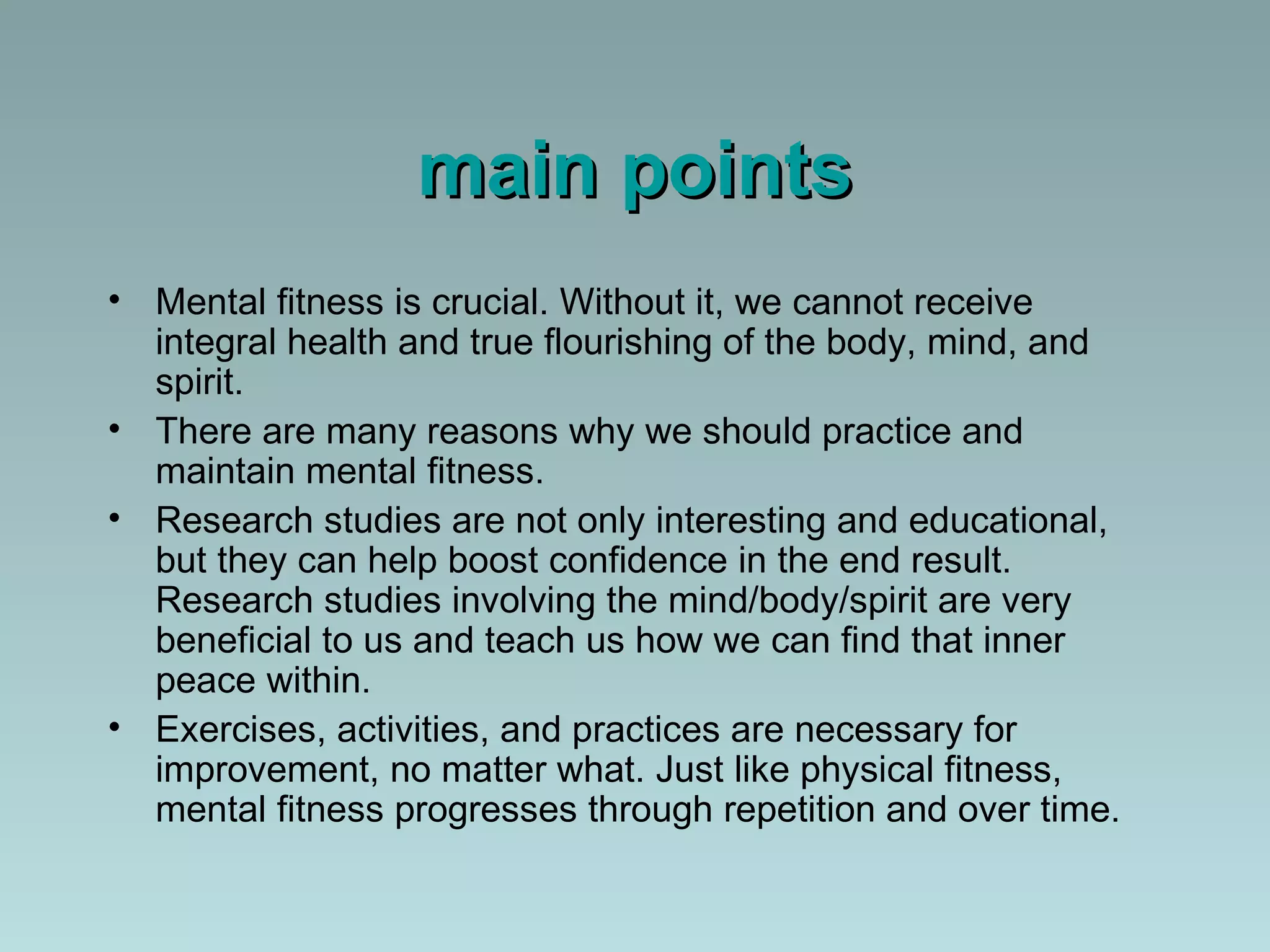 Mental Fitness Project | PPT