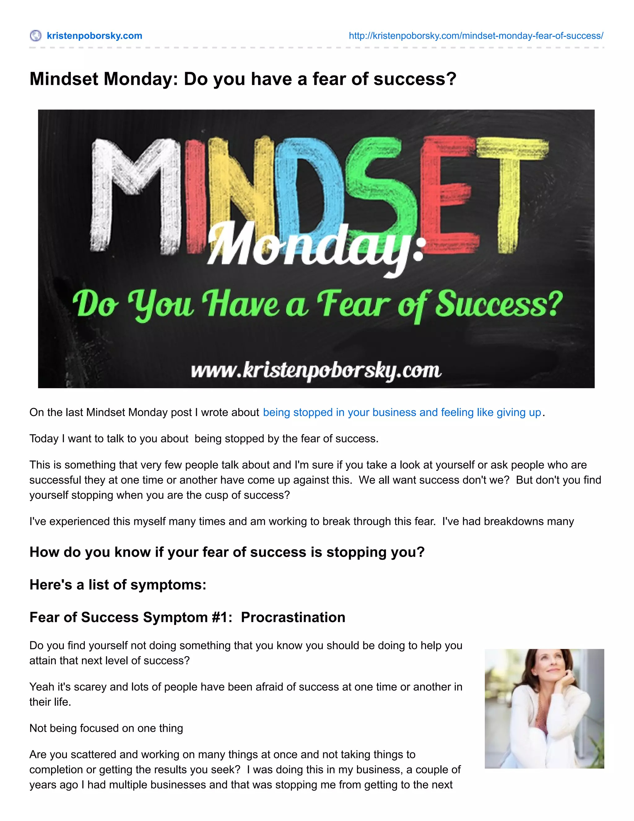 Mindset Monday: Do you have a fear of success? | PDF