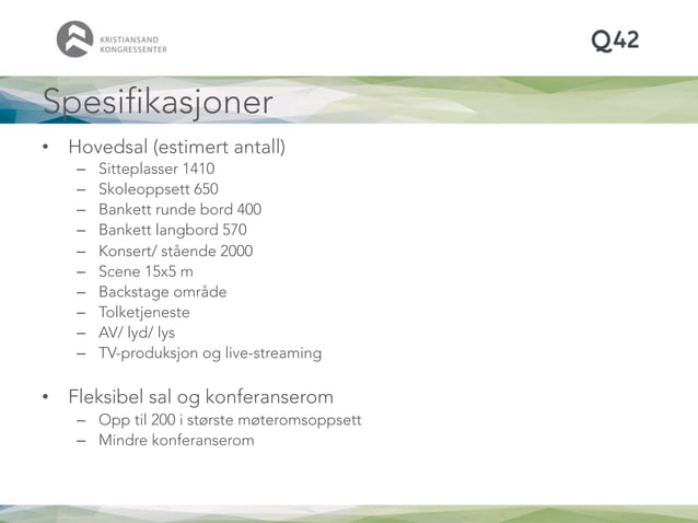 Presentasjon Kristiansand Kongressenter | PDF