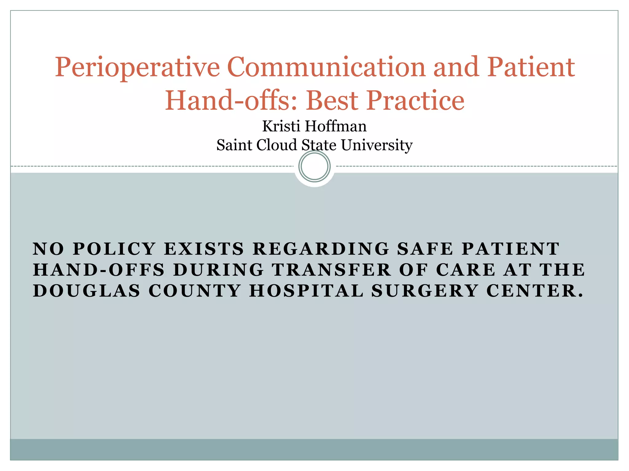 Perioperative Communication | PPTX