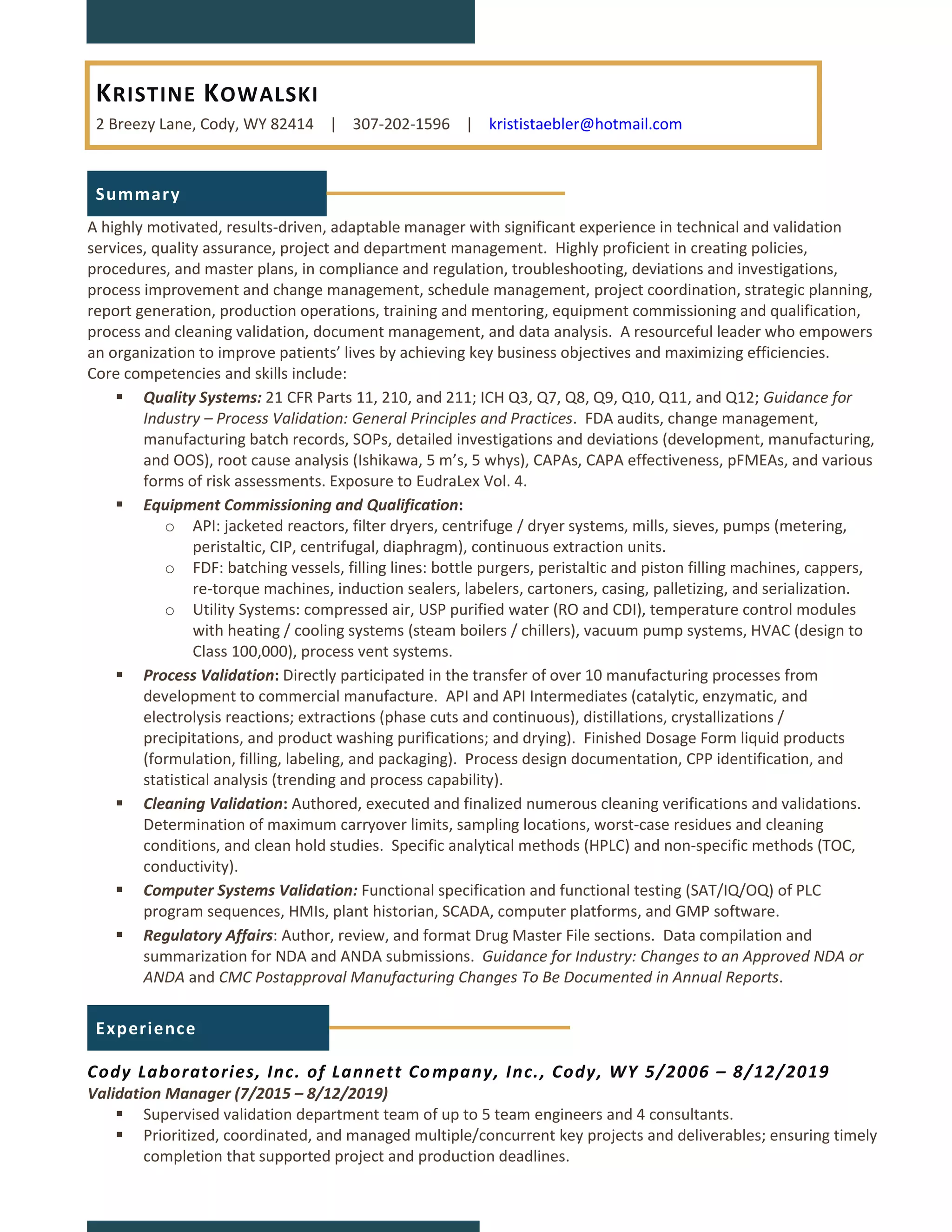 Kristine kowalski resume | PDF
