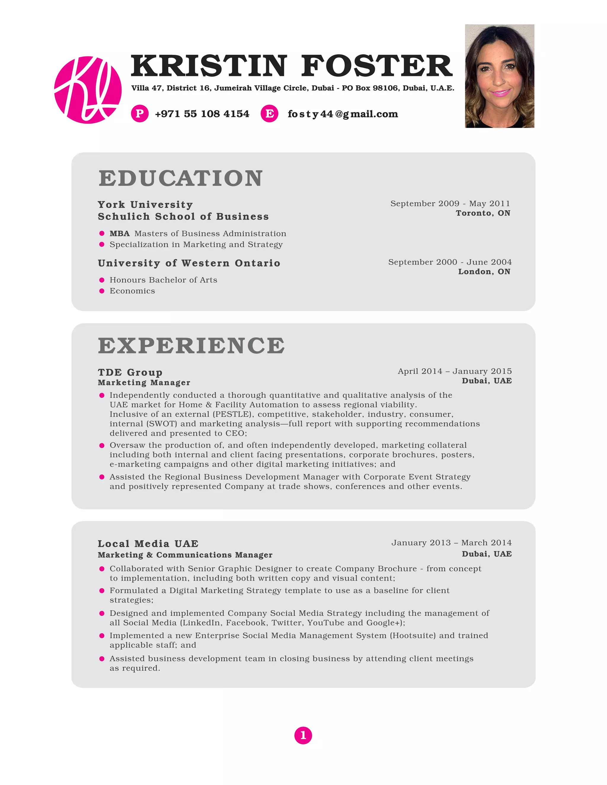 Kristin Foster CV | PDF | Business Administration | Business