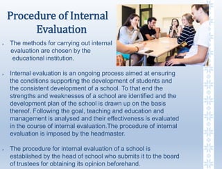 The role of internal and external evaluation in an autonomous system ...