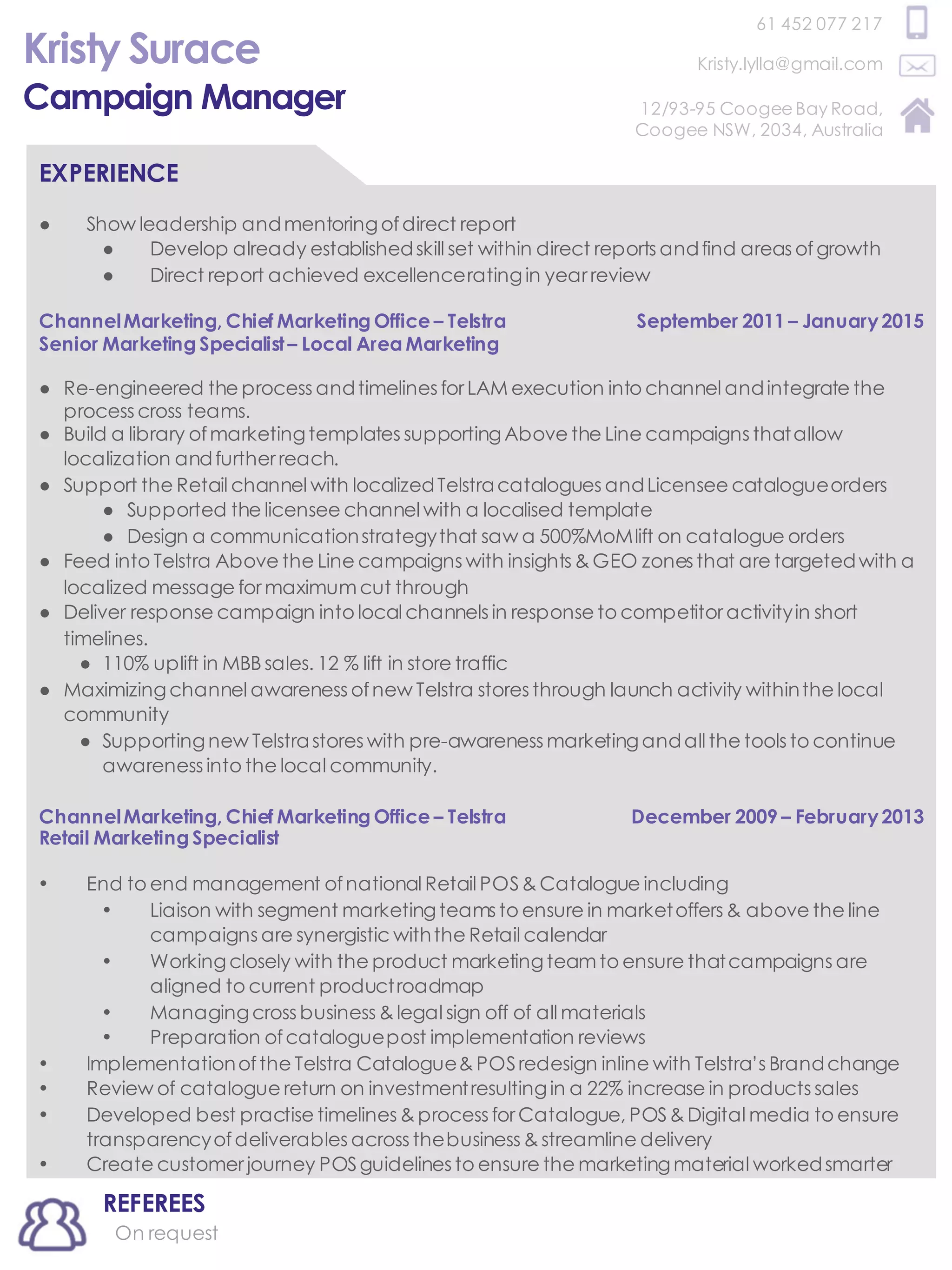 Kristy surace resume 2016 | PDF