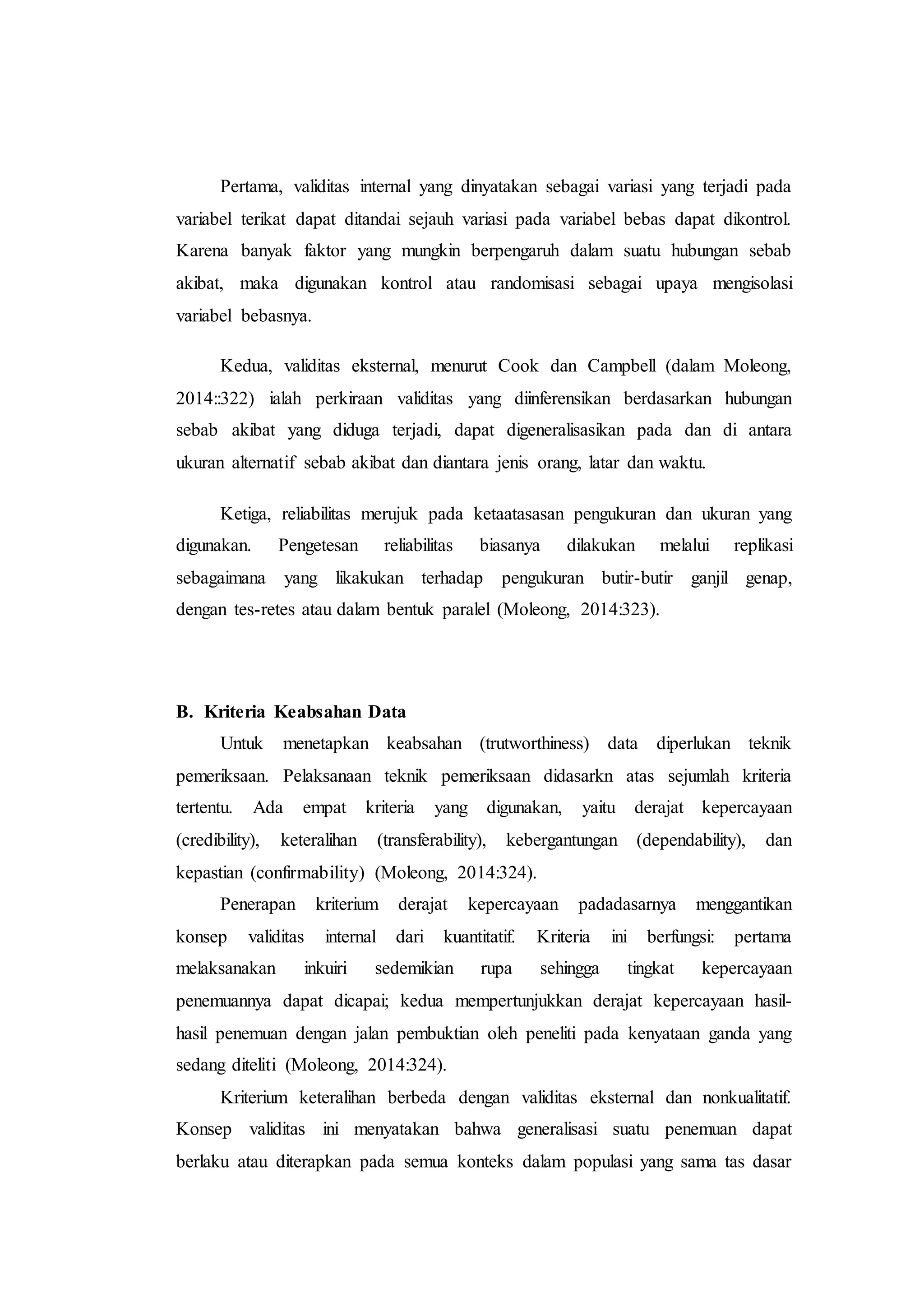 Kriteria dan teknik pemeriksaan keabsahan data | DOCX