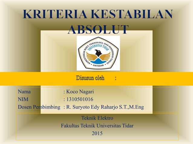 Kriteria kestabilan absolut | PPTX