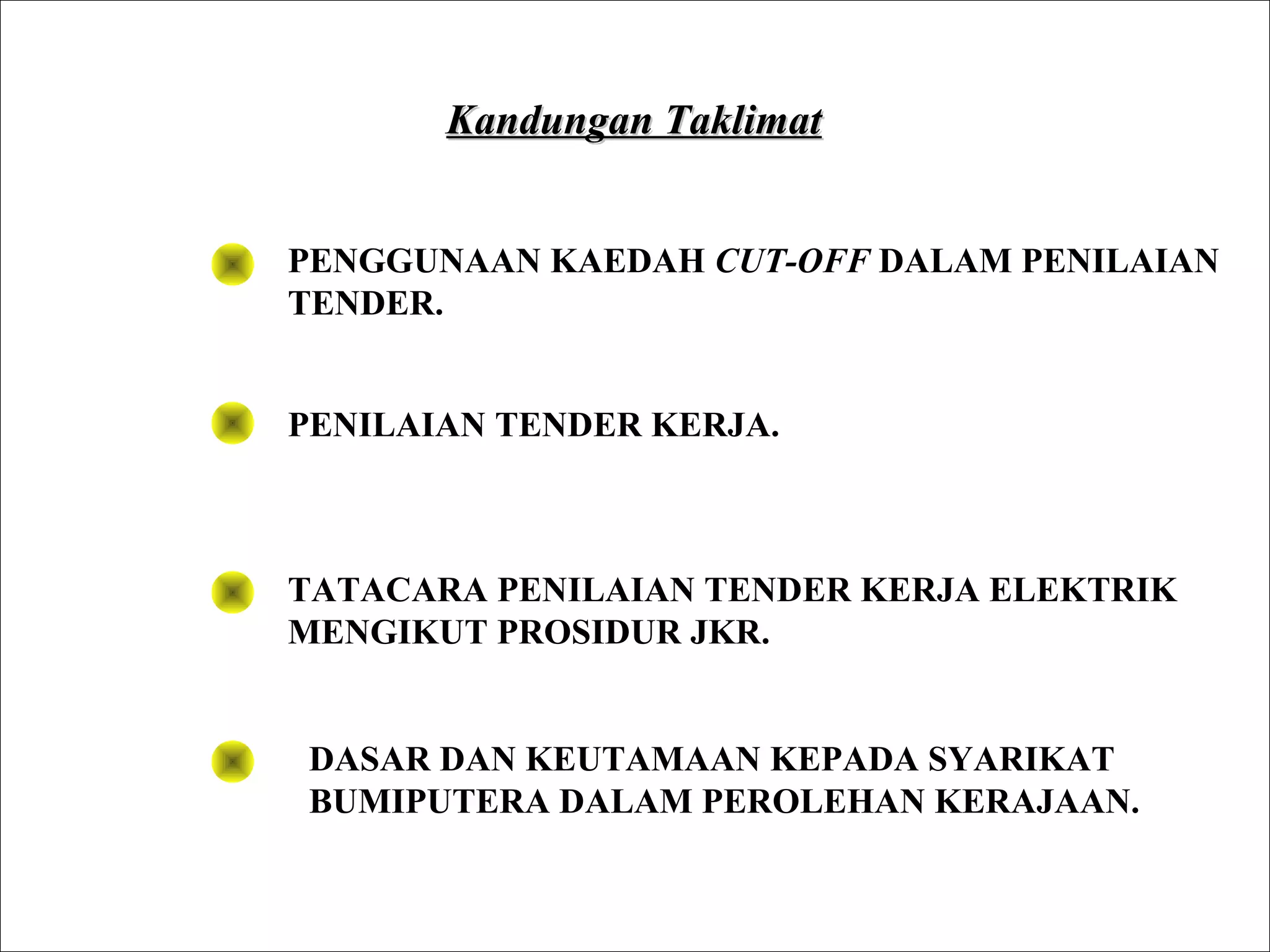 Kriteria penilaian tender untuk kontraktor | PPT