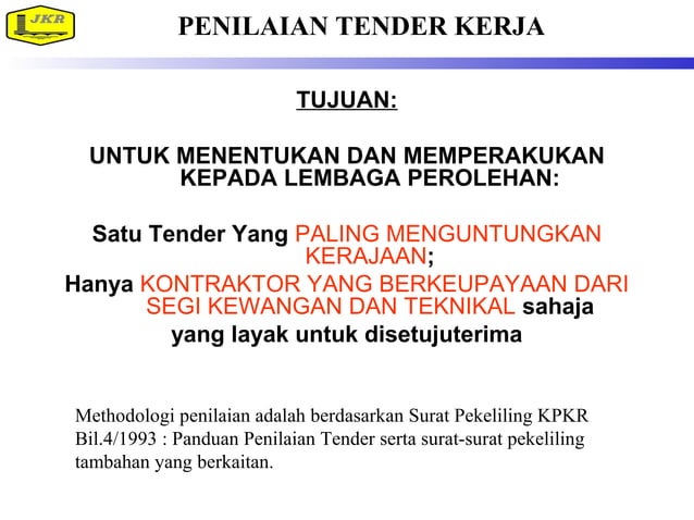 Kriteria penilaian tender untuk kontraktor | PPT