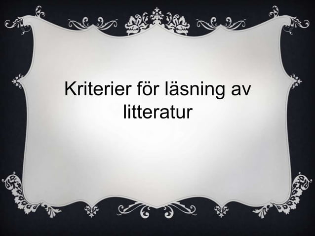 Kriterier litteratur Svenska B | PPTX
