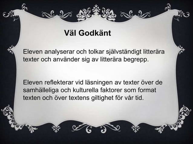 Kriterier litteratur Svenska B | PPTX
