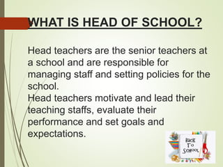 Dutities And Responsibilties Of Head Of School /management | PPTX