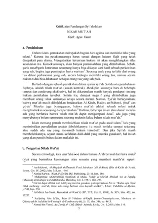 Kritik atas pandangan syiah dalam nikah mut'ah | PDF