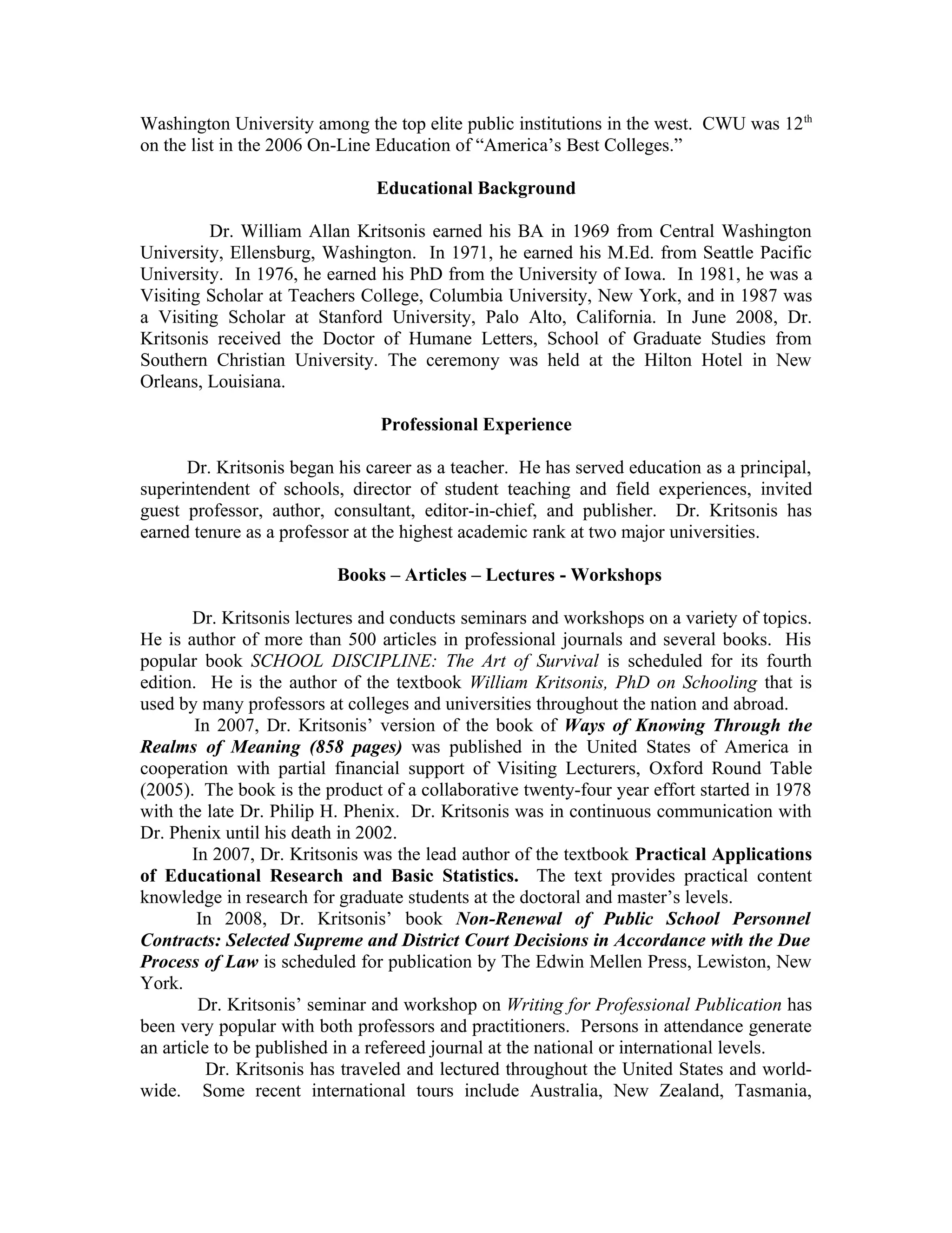 William Allan Kritsonis | DOC