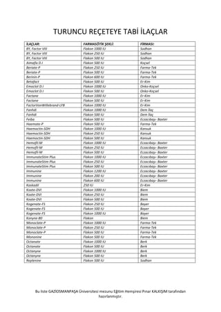 Kırmızı yeşil mor turuncu reçeteye tabi ilaç listesi | DOCX