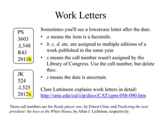 Library of Congress Call Numbers: A Guide for Non-Catalogers Who ...