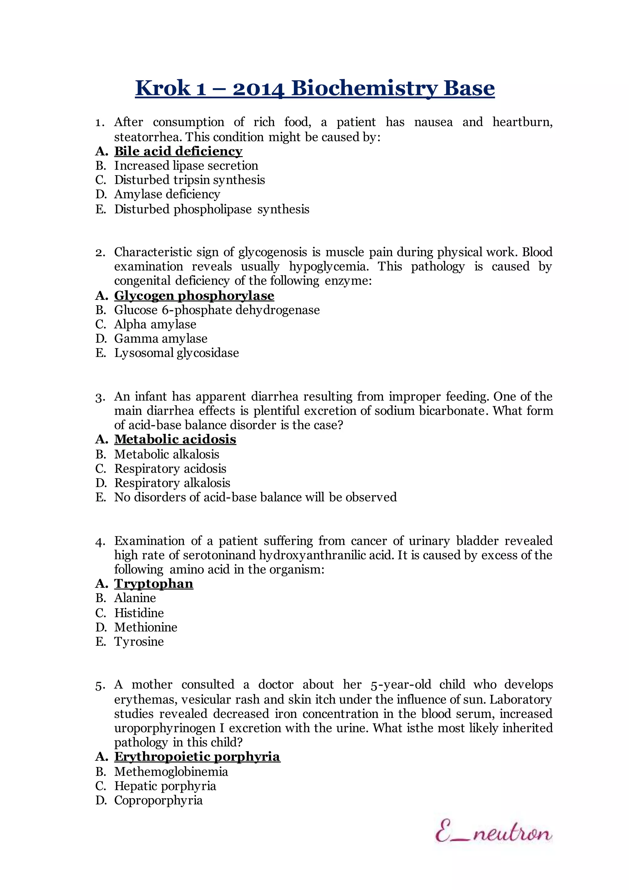 Krok 1 - 2014 (Biochemistry) | DOCX