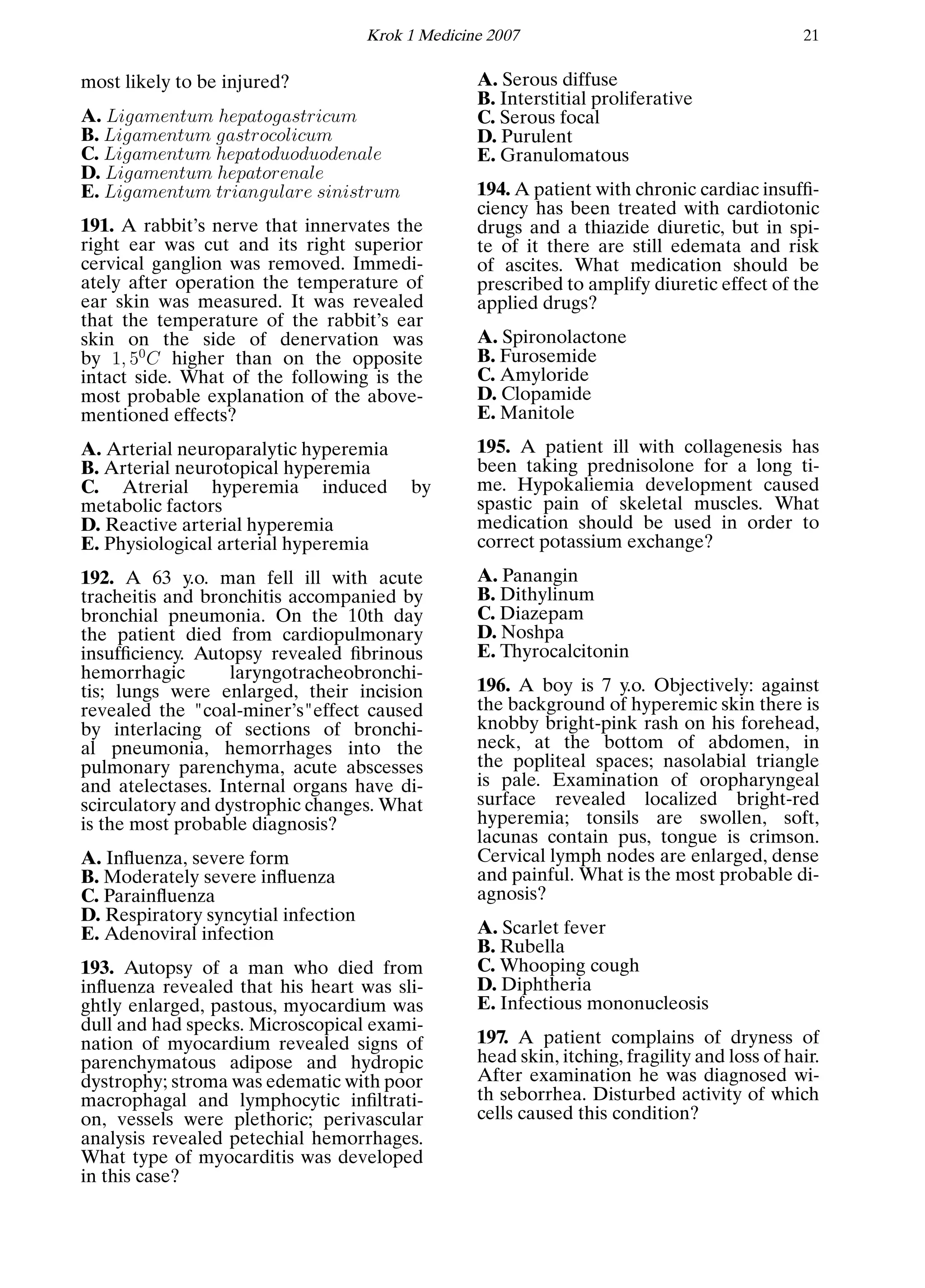 Krok 1 - 2007 Question Paper (General medicine) | PDF