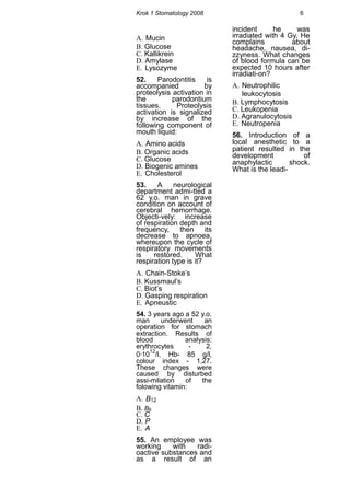 Krok 1 - 2008 Question Paper (Stomatology) | PDF