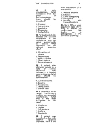 Krok 1 - 2008 Question Paper (Stomatology) | PDF