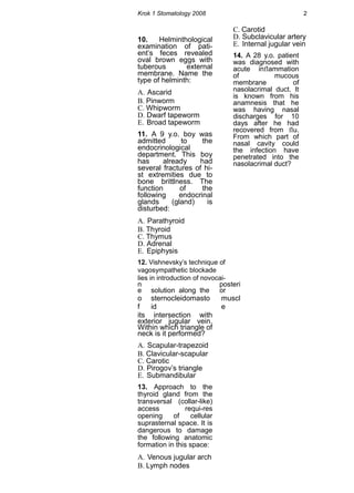 Krok 1 - 2008 Question Paper (Stomatology) | PDF