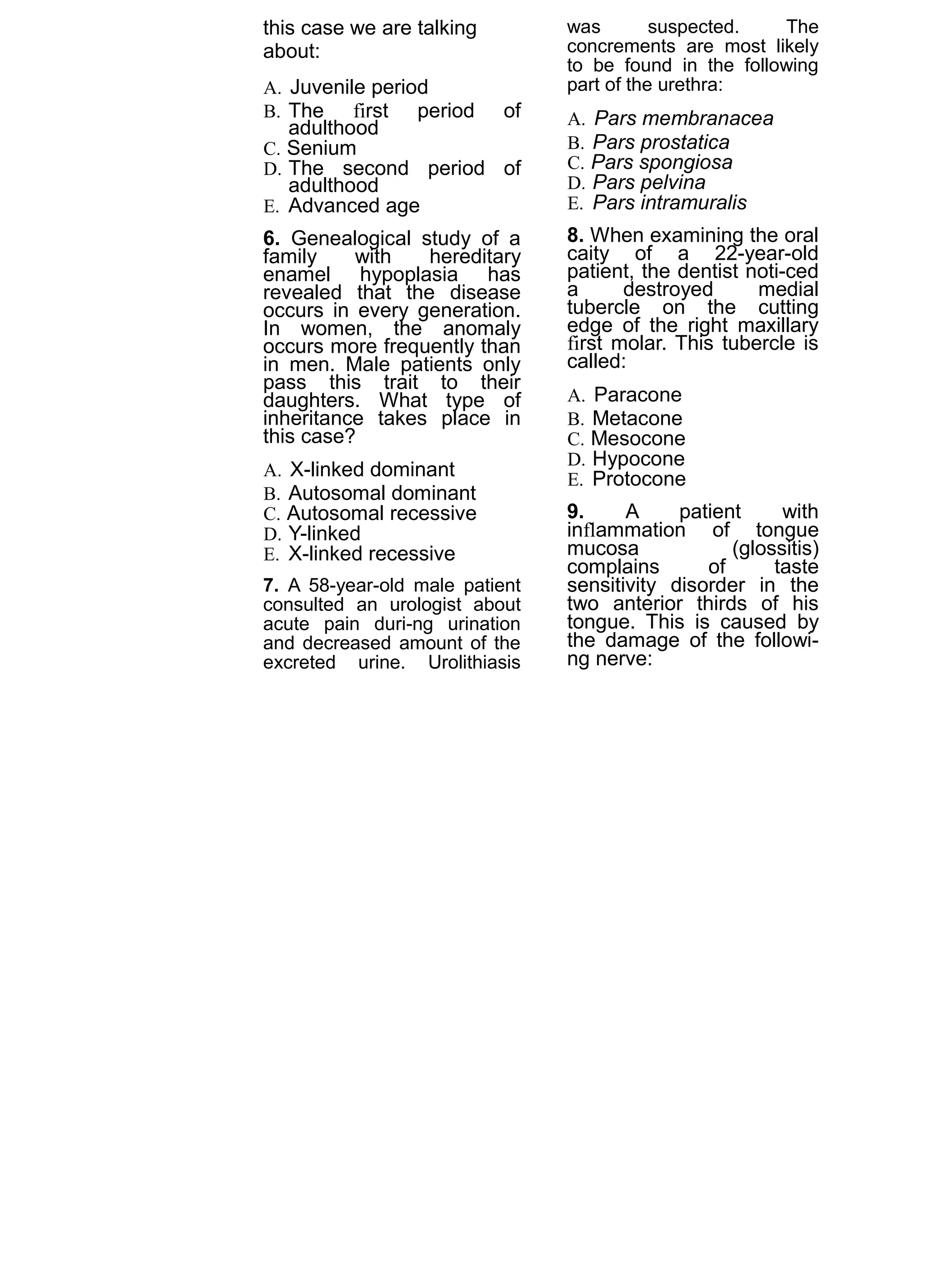 Krok 1 - 2014 Question Paper (Stomatology) | PDF