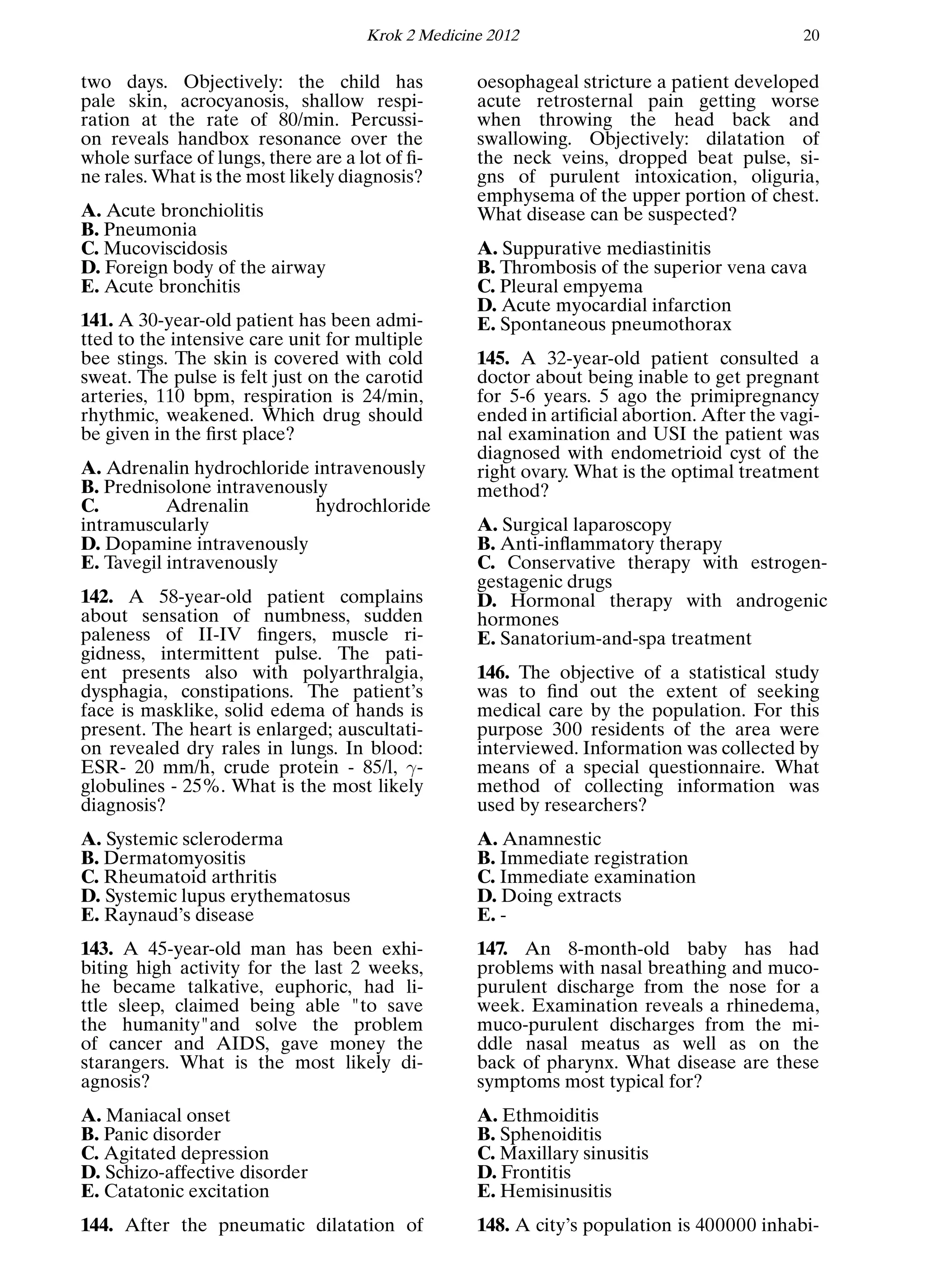Krok 2 - 2012 Question Paper (General Medicine) | PDF | Digestive ...