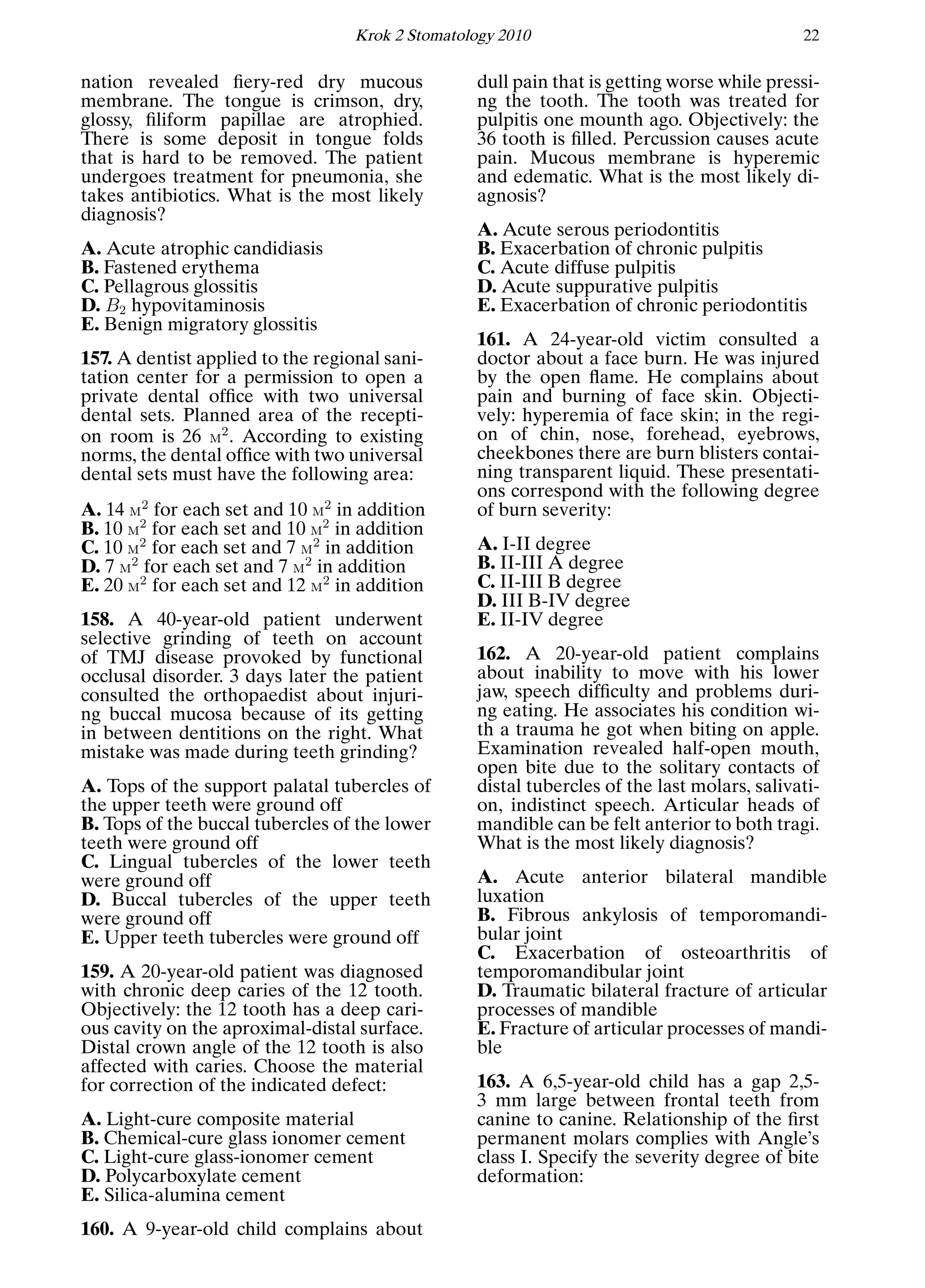 Krok 2 - 2010 Question Paper (Stomatology) | PDF | Dental Health ...