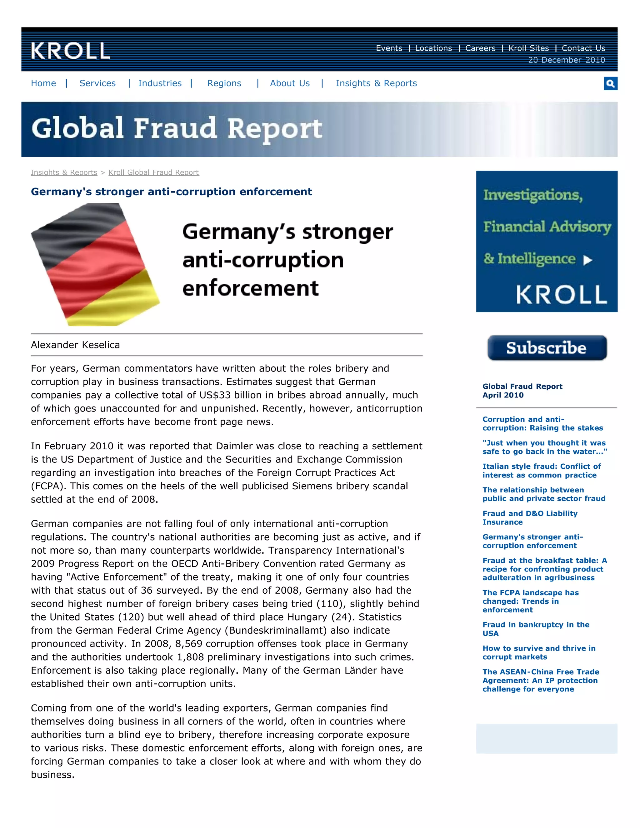 Kroll - German Anti-Corruption | PDF