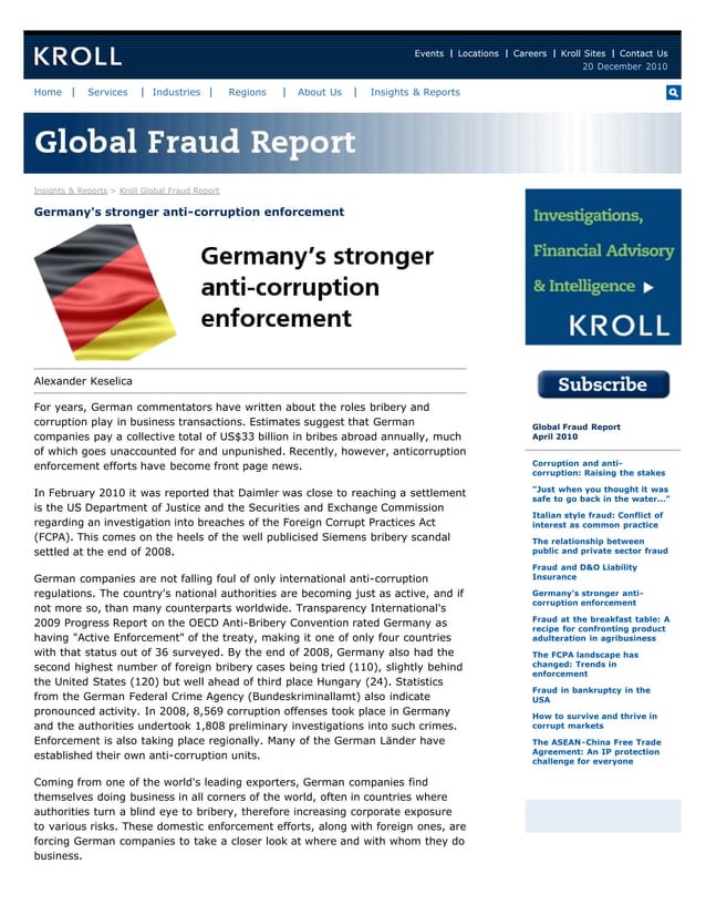 Kroll - German Anti-Corruption | PDF