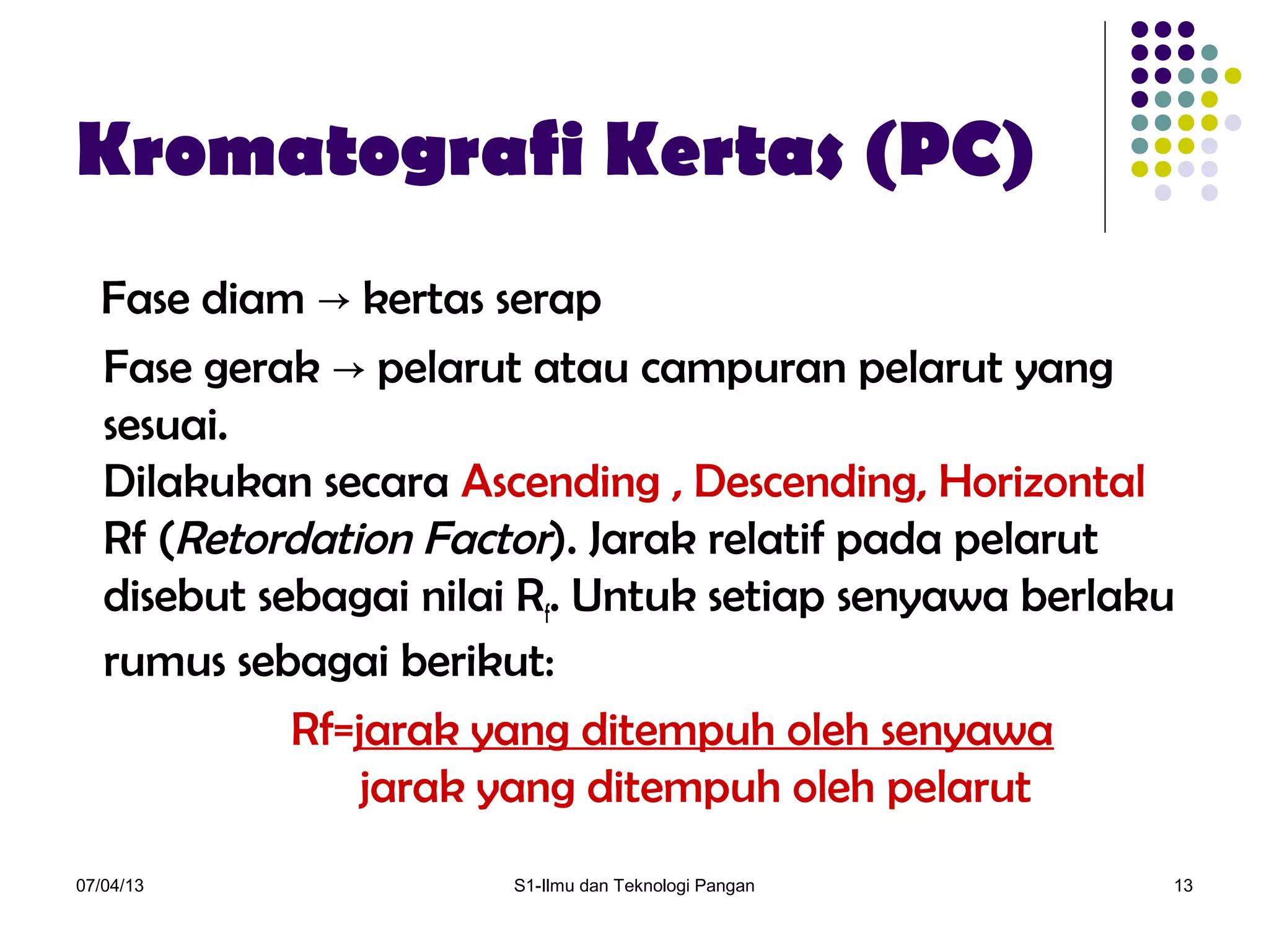 ITP UNS SEMESTER 2 Kromatografi pc dan tlc | PPT