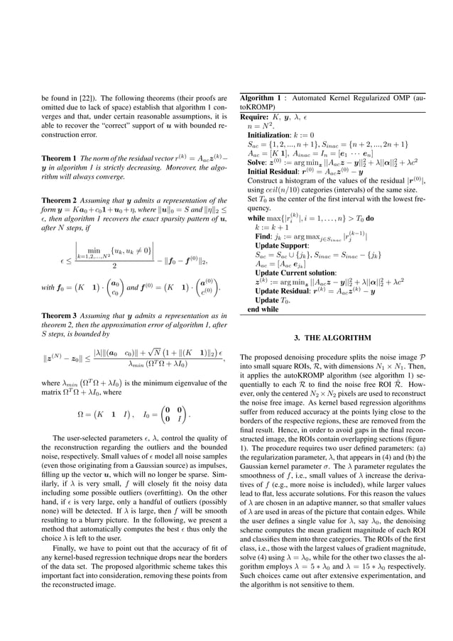 Robust Image Denoising in RKHS via Orthogonal Matching Pursuit | PDF