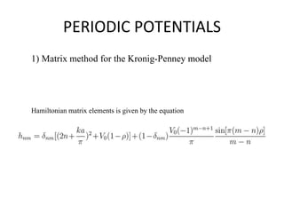 kronig penny determinant solution | PDF