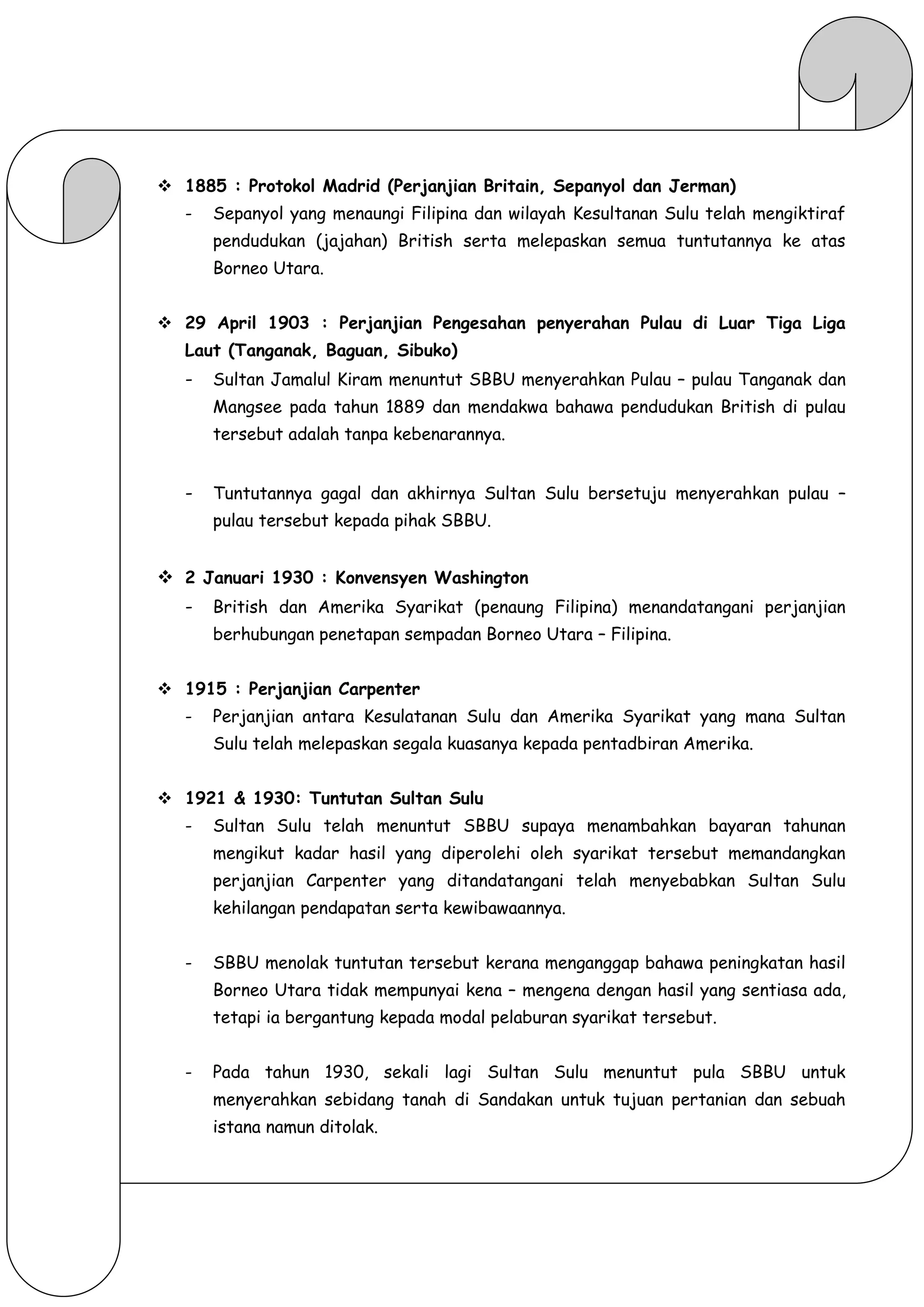 Kronologi isu tuntutan sulu ke atas sabah | DOCX