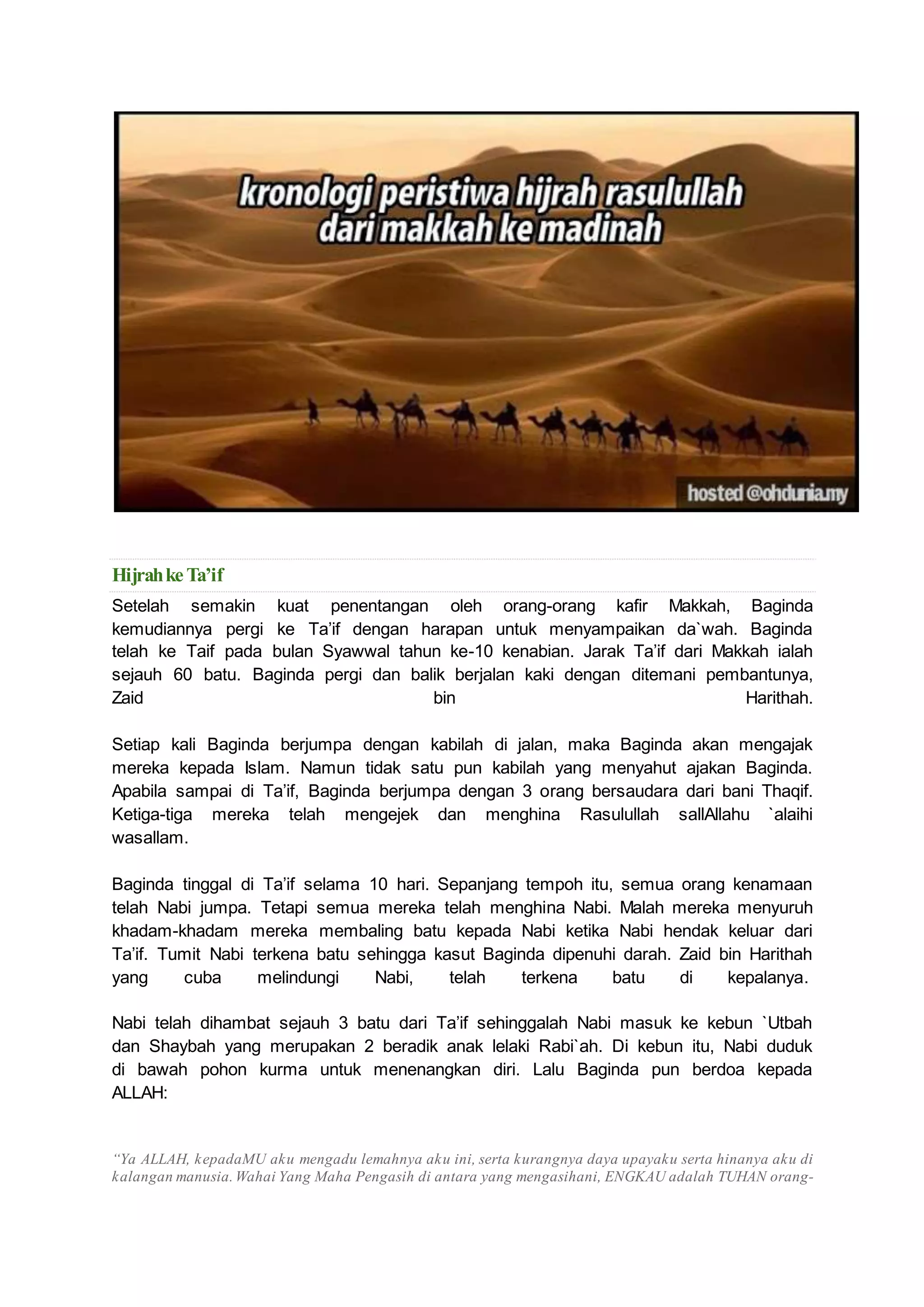 Kronologi lengkap peristiwa hijrah rasulullah dari makkah ke madinah | DOCX