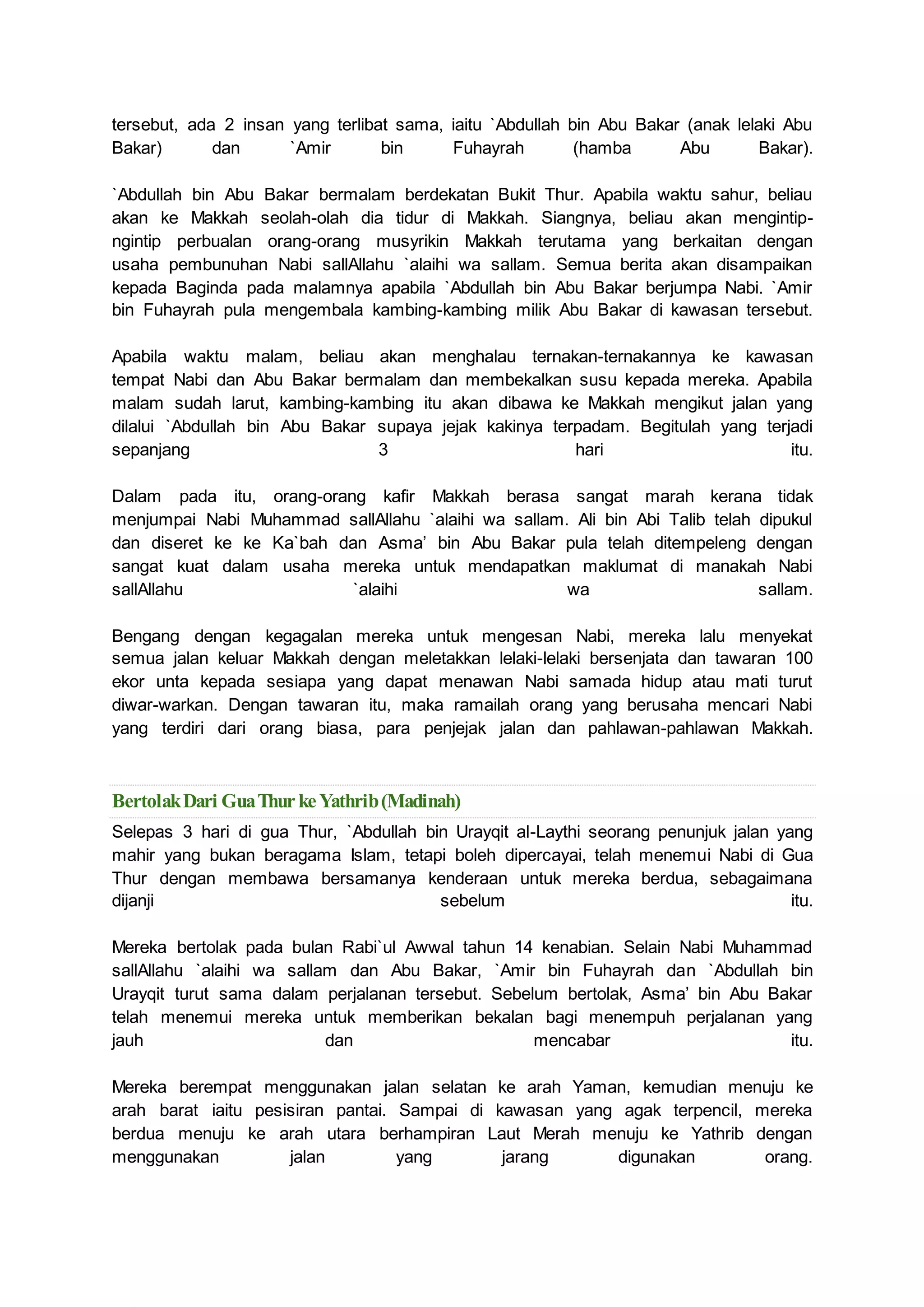 Kronologi lengkap peristiwa hijrah rasulullah dari makkah ke madinah | DOCX