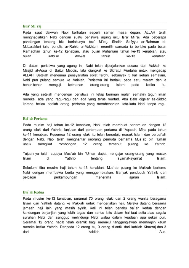 Kronologi lengkap peristiwa hijrah rasulullah dari makkah ke madinah | DOCX