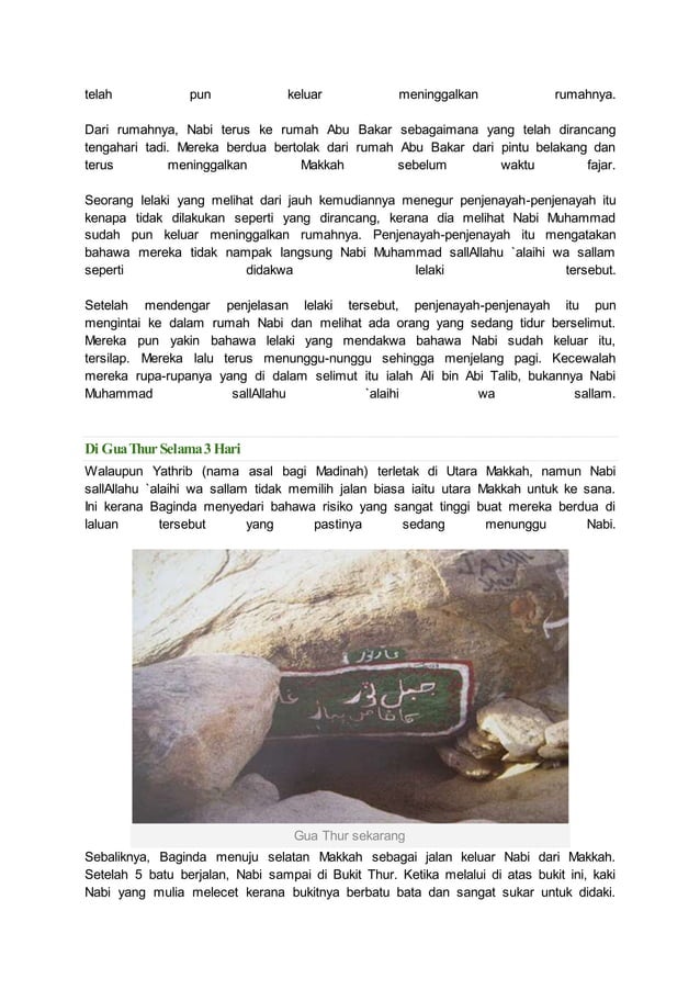 Kronologi lengkap peristiwa hijrah rasulullah dari makkah ke madinah | DOCX