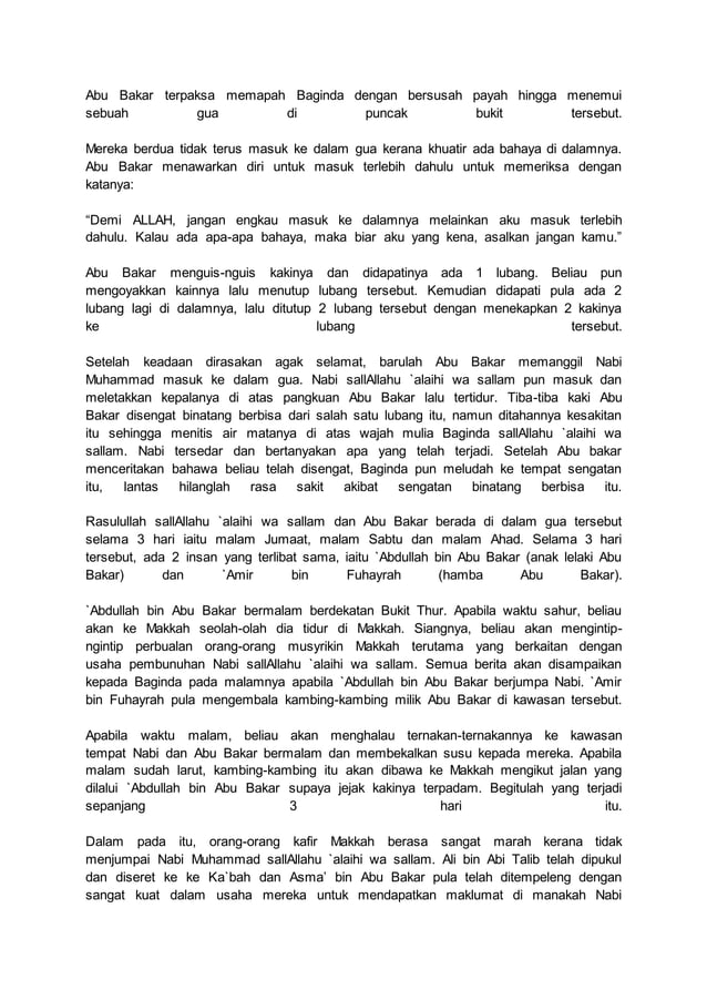 Kronologi lengkap peristiwa hijrah rasulullah dari makkah ke madinah | DOCX