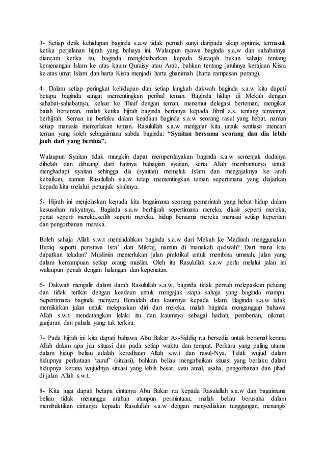 Kronologi lengkap peristiwa hijrah rasulullah dari makkah ke madinah | DOCX