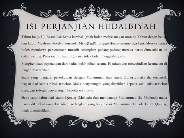 Kronologi perjanjian hudaibiyah | PPTX