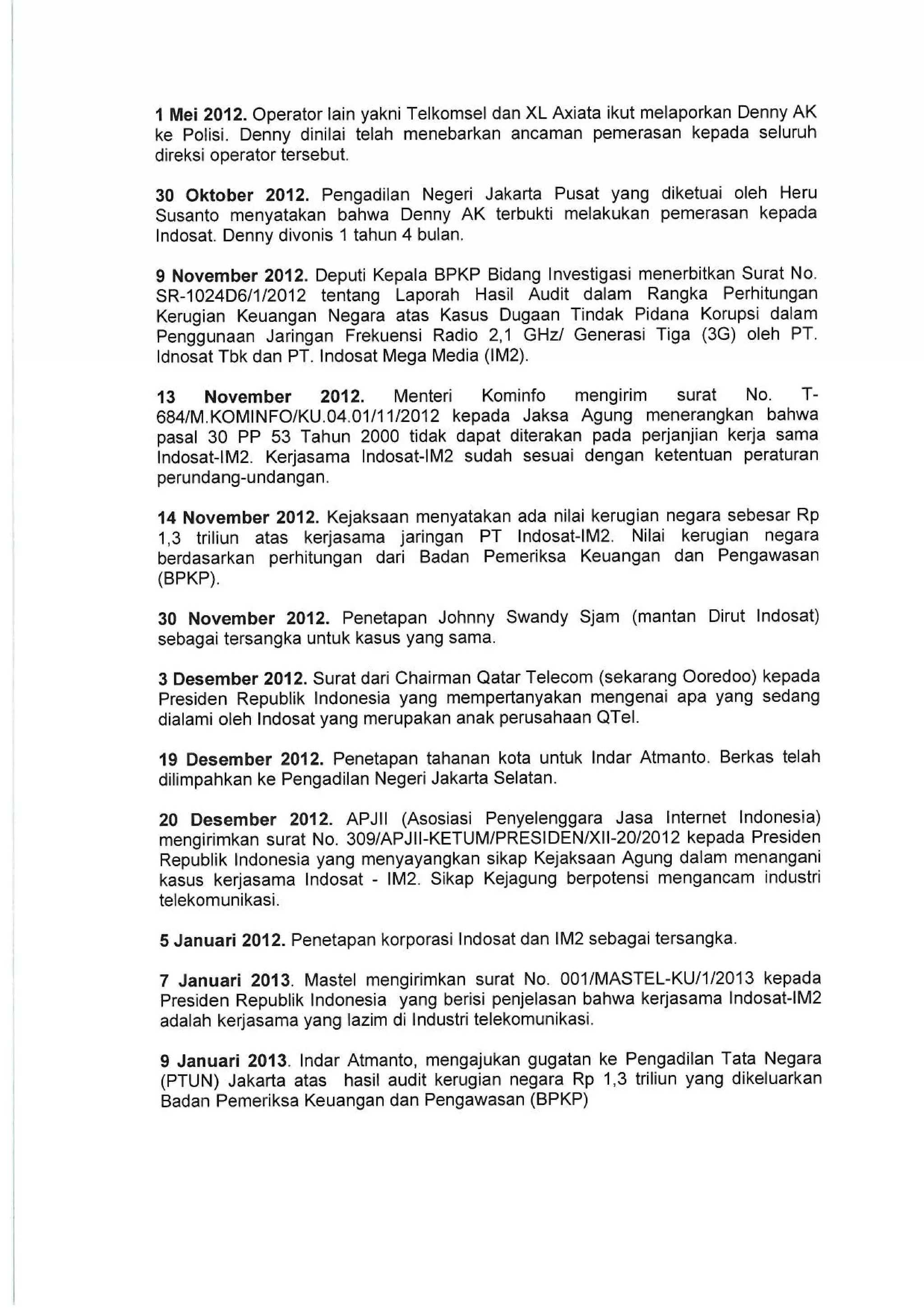 Kronologi & ringkasan kasus im2 Bagian 1/2 | PDF