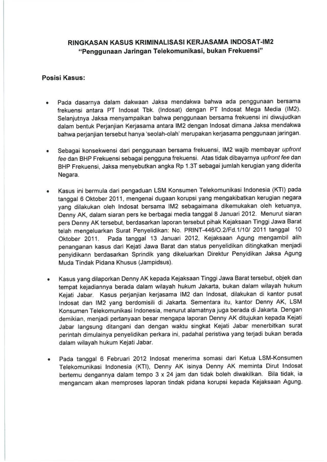 Kronologi & ringkasan kasus im2 Bagian 1/2 | PDF
