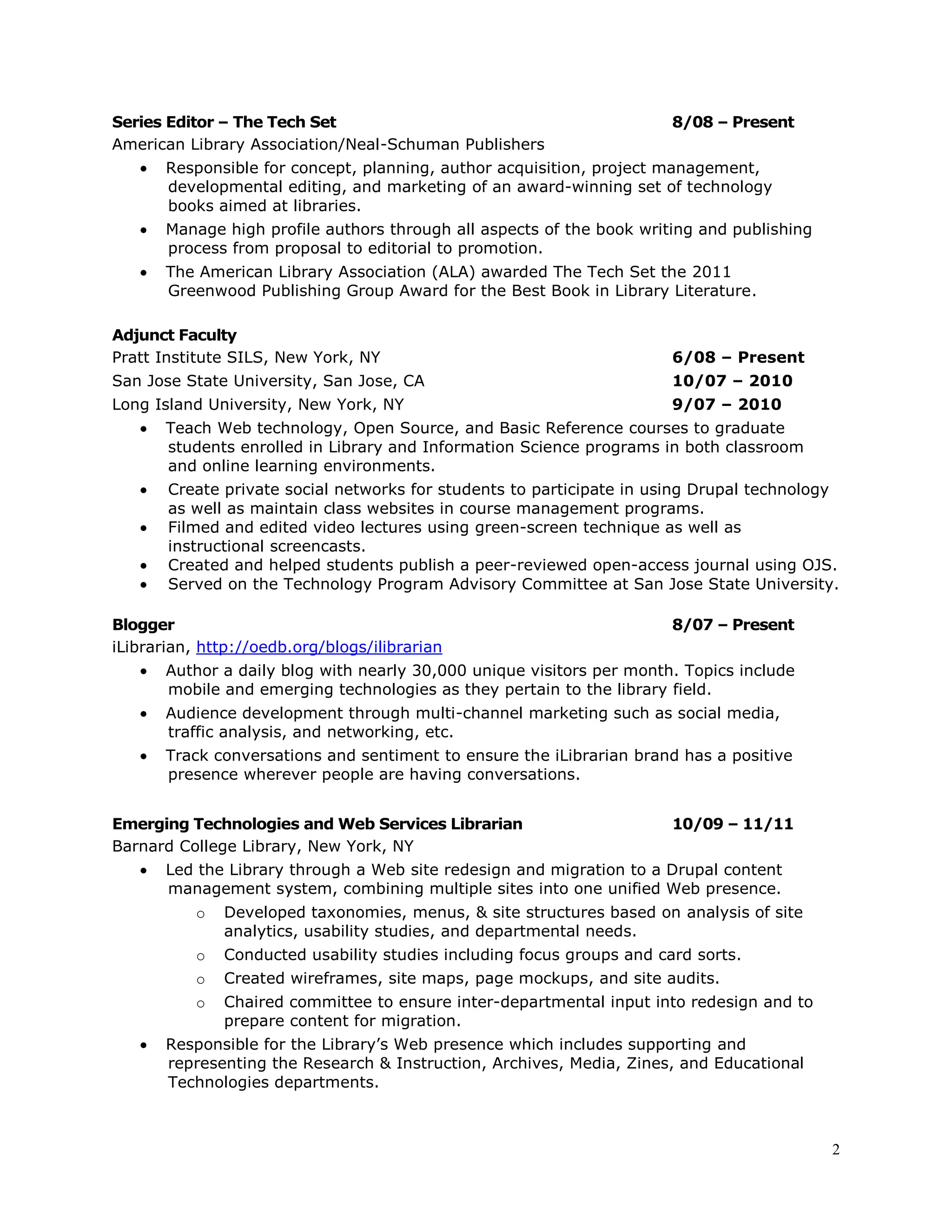 Ellyssa Kroski Resume | PDF