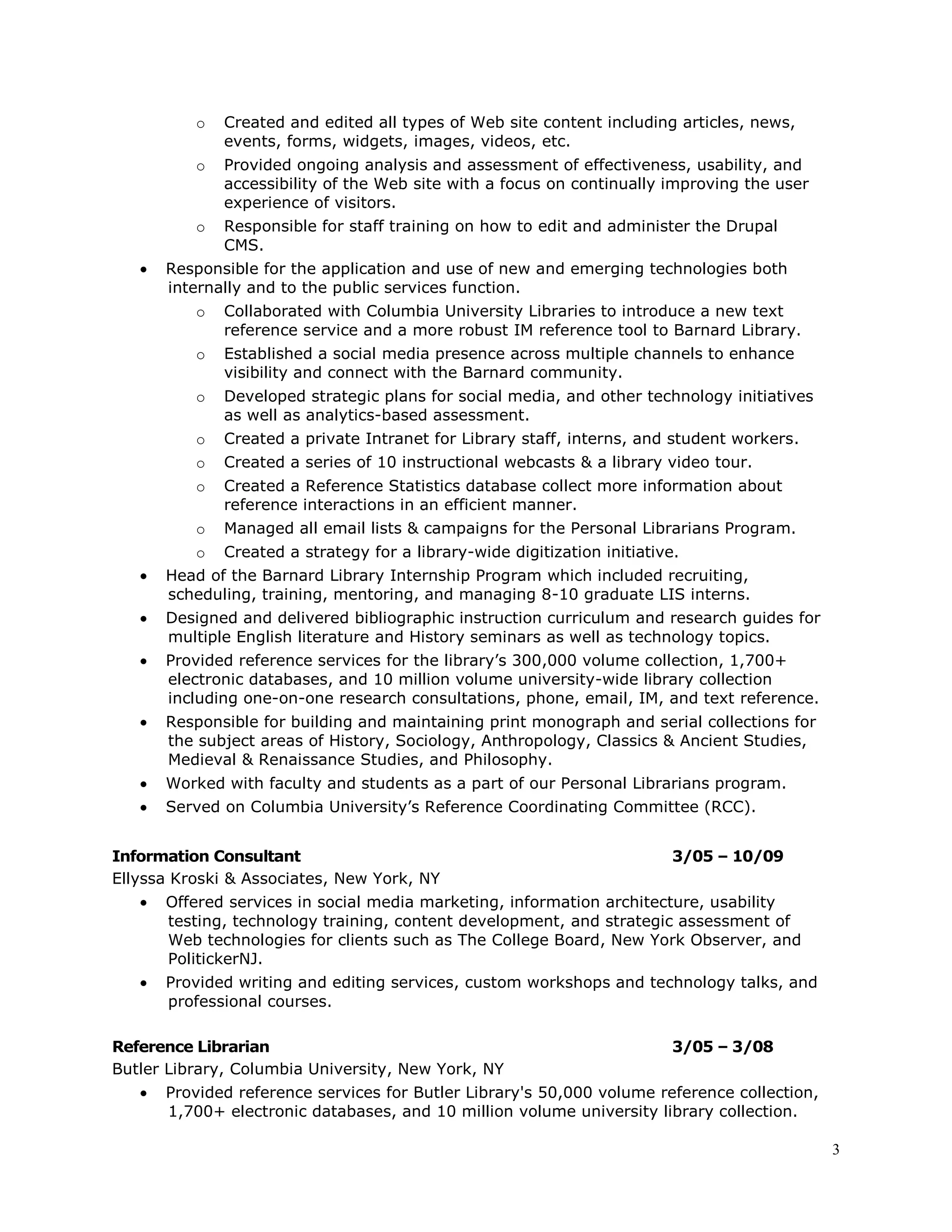 Ellyssa Kroski Resume | PDF