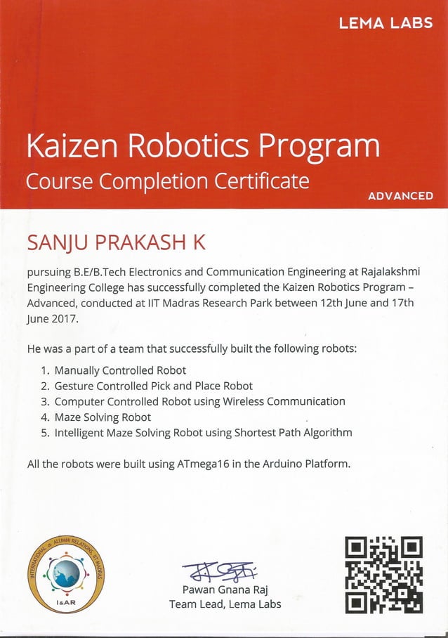 Kaizen Robotics Program - Advance | PDF