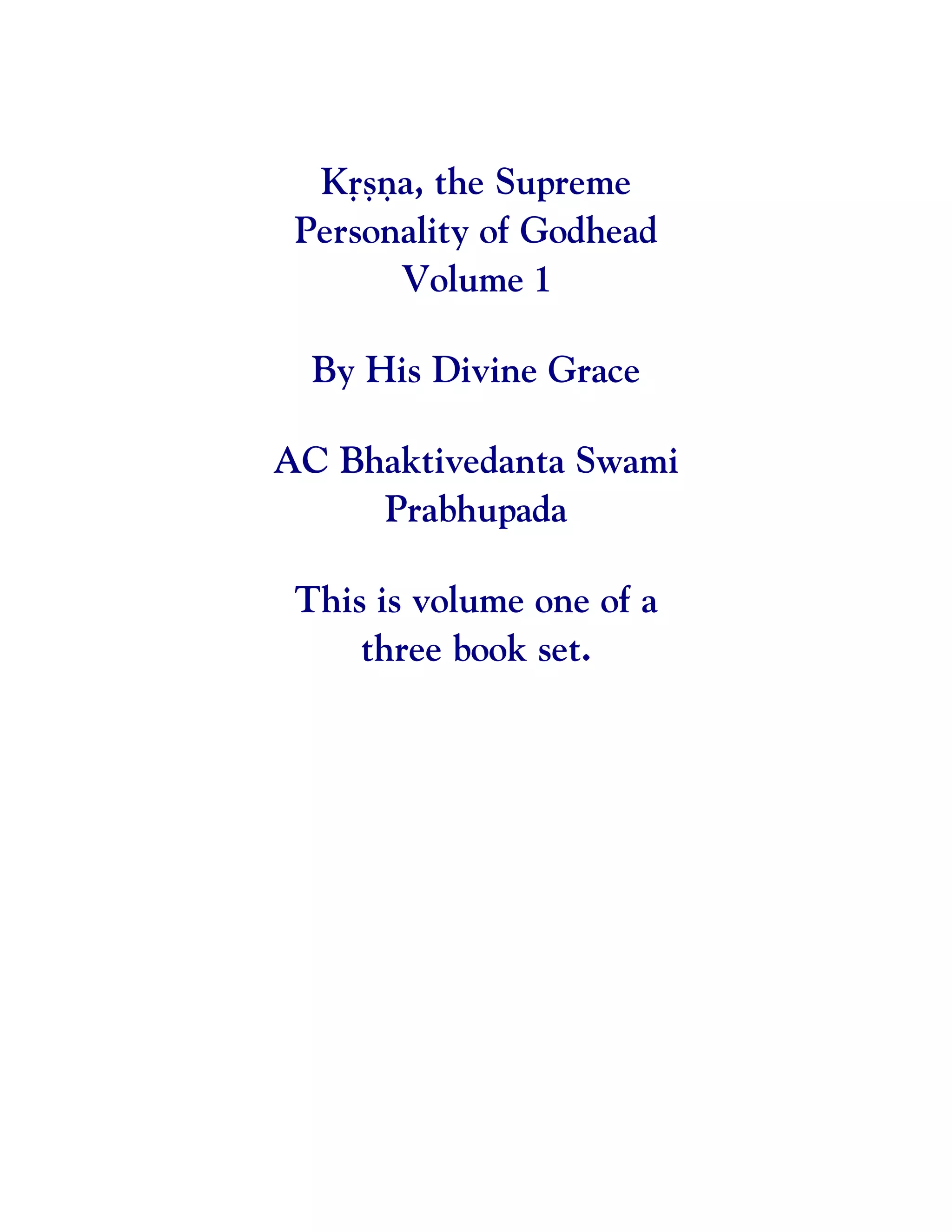 Krsna Book Volume 1 | PDF