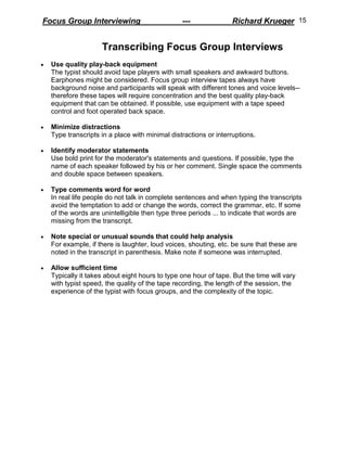 Krueger Focus Group Research | PDF