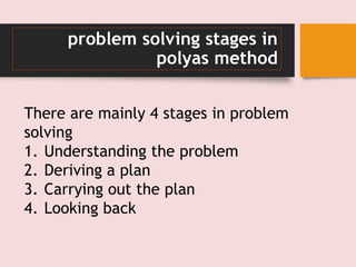 Problem solving methods in maths | PPTX